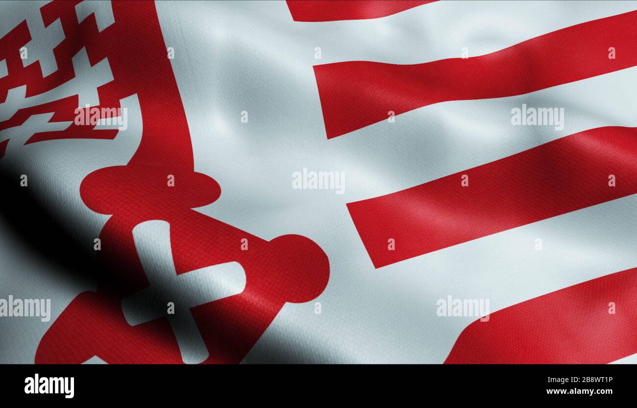 3D Illustration of a waving flag of Soest (Germany country Stock Photo ...