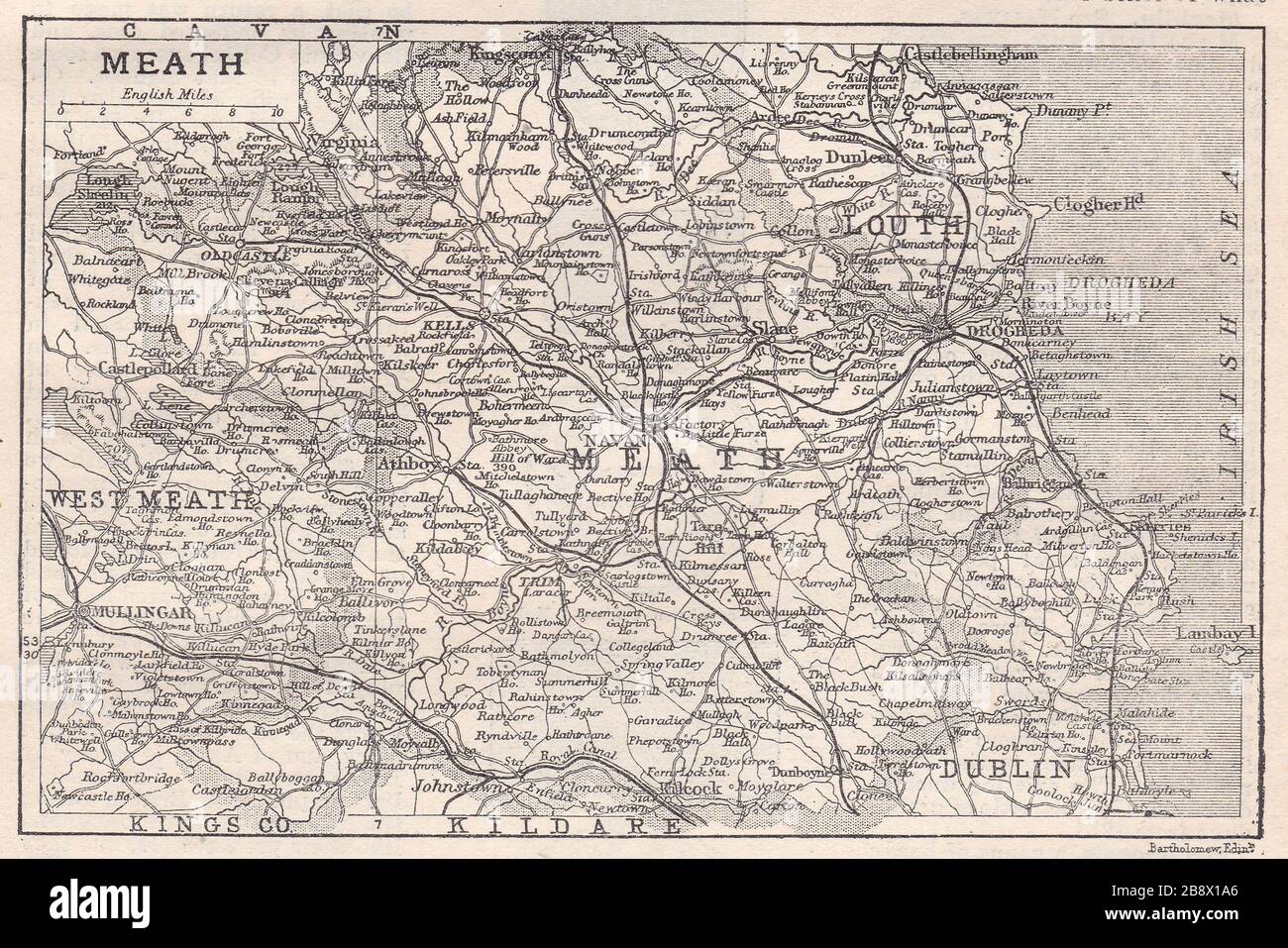 Vintage map of Meath, Ireland, 1930s Stock Photo - Alamy