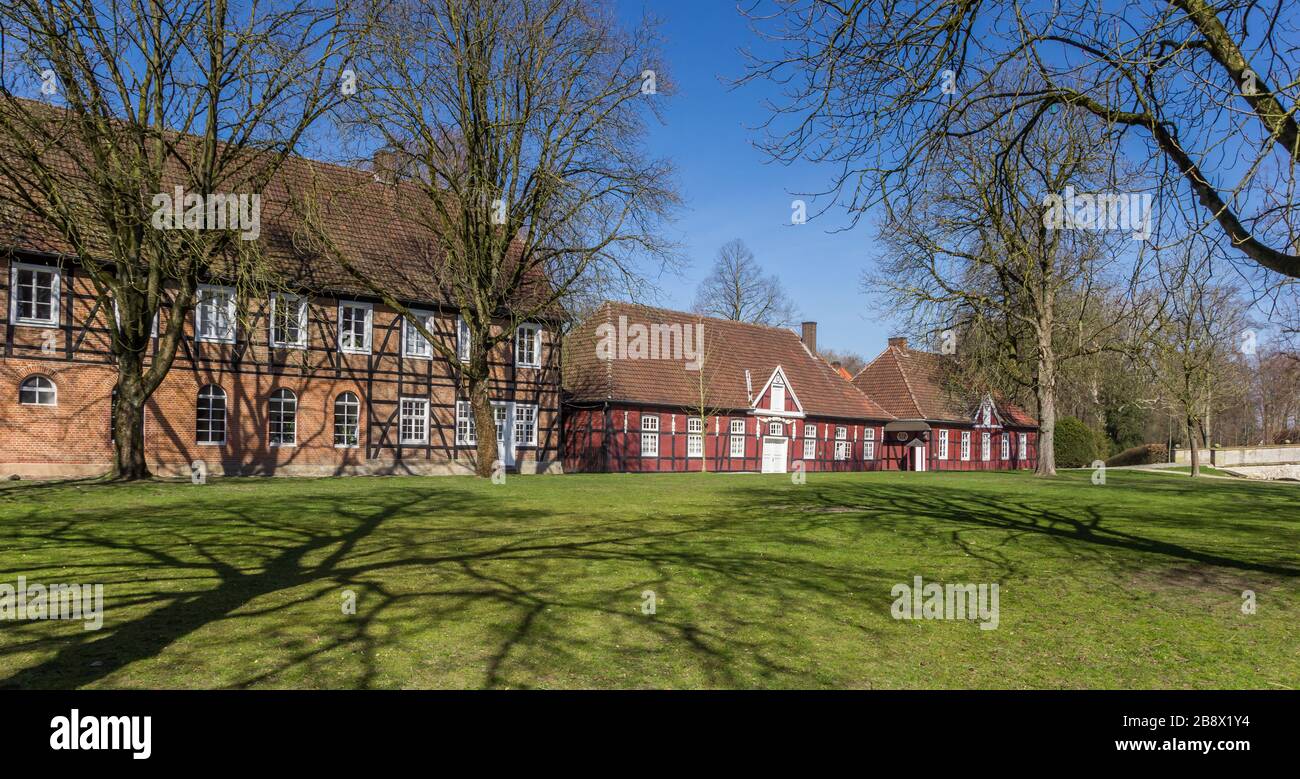 Panorama of historic houses in Rheda-Wiedenbruck, Germany Stock Photo ...