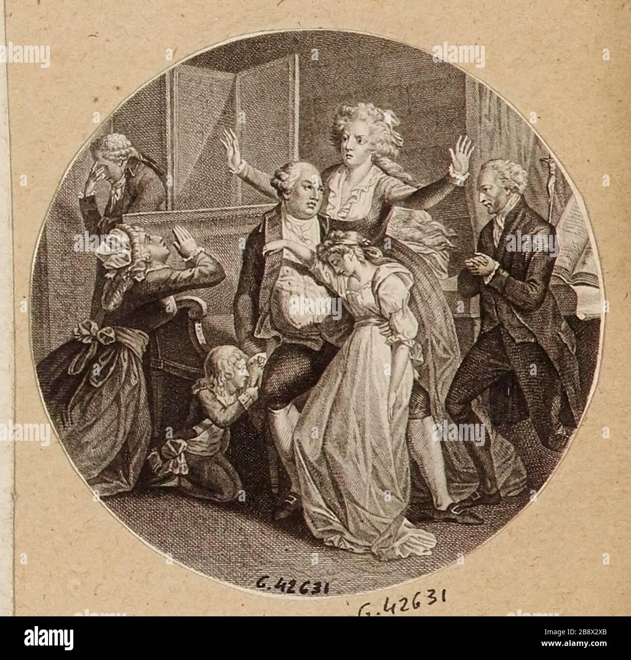 Farewell of Louis XVI from his family in the Temple Stock Photo - Alamy