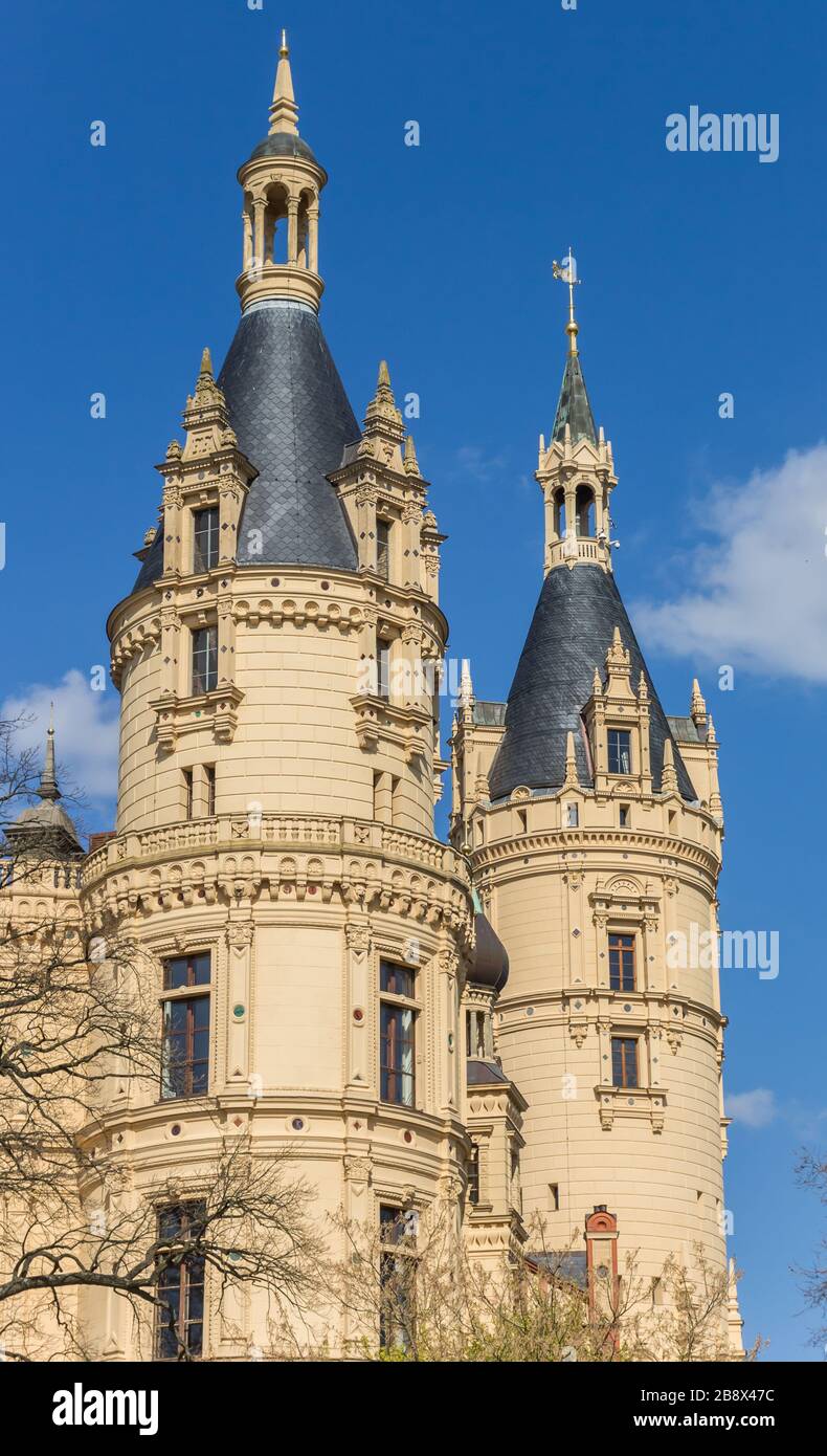 Towers of the historic castle in Schwerin, Germany Stock Photo - Alamy