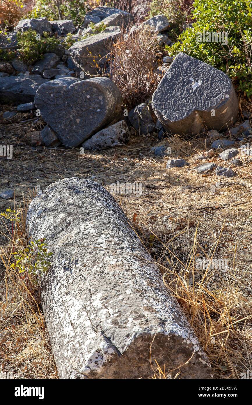 The ancient city of Sidyma from the village of Dodurga. Fethiye, Mugla ...