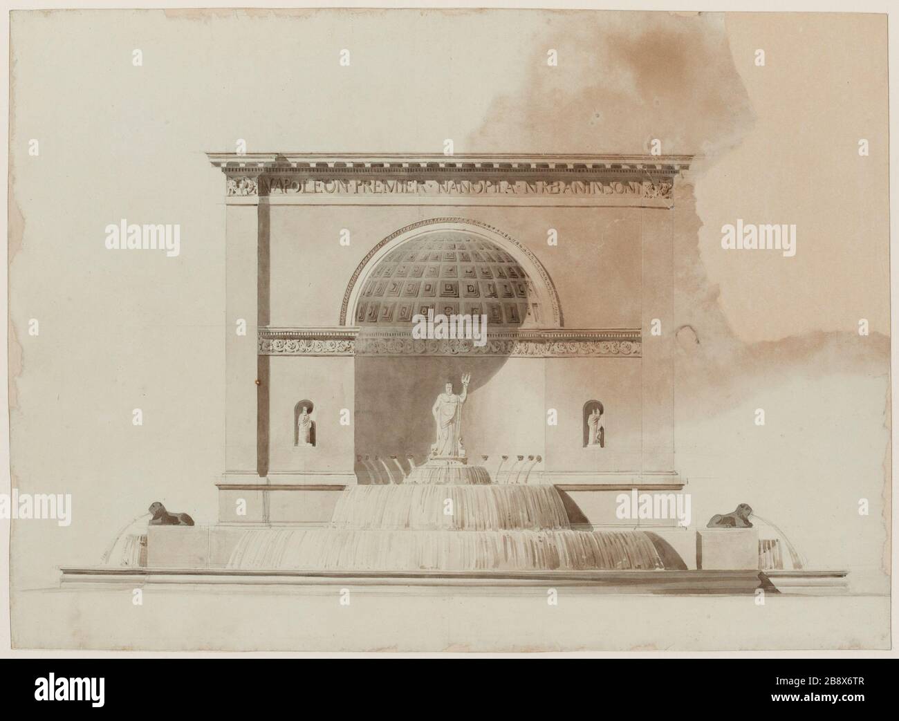 Project for the fountain Napoleon isolated fountain 1: elevation Stock ...