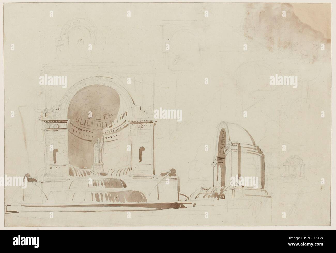 Project for the fountain Napoleon isolated fountain 1: elevation and ...