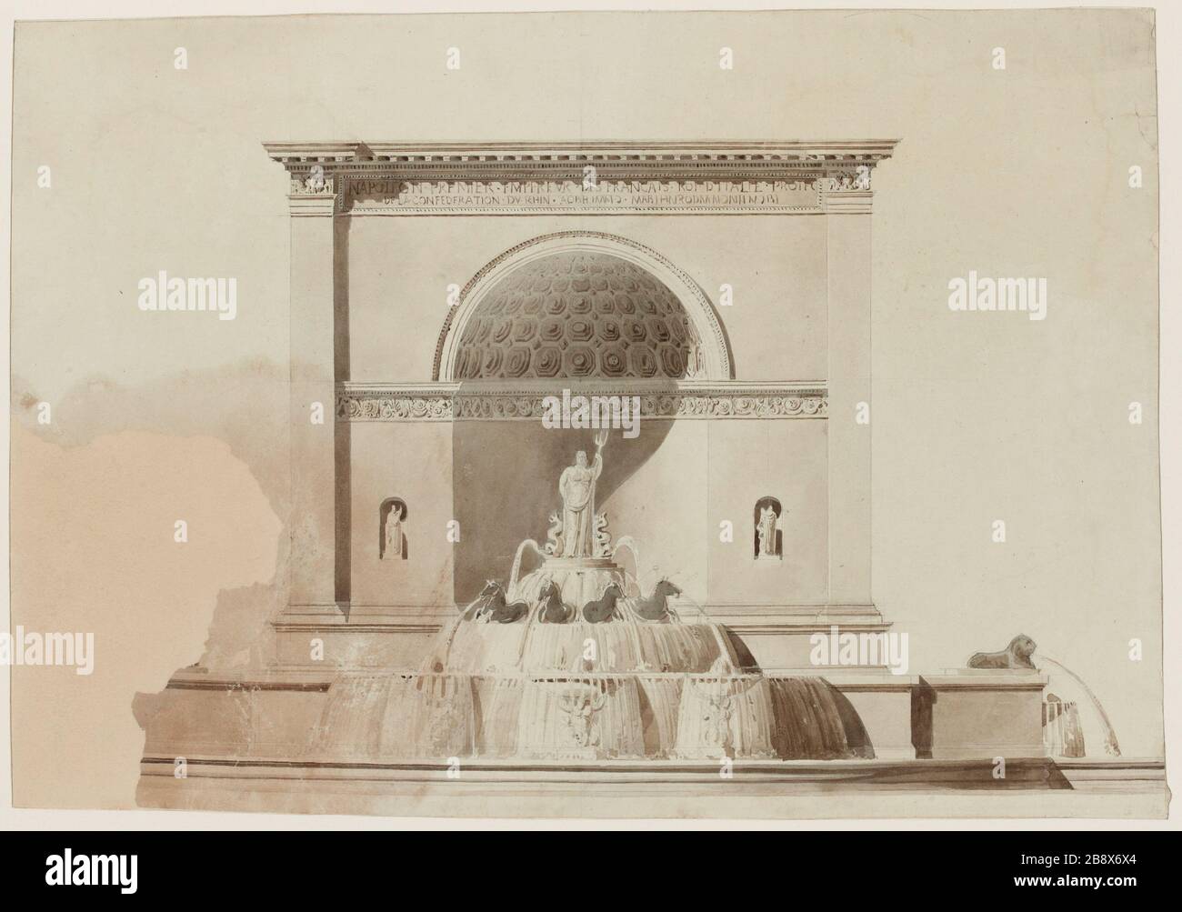 Project for the fountain Napoleon isolated fountain 1: elevation Stock ...