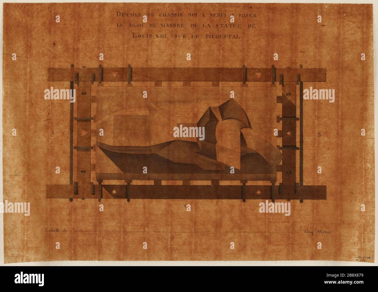Details chassis that was used to place the block of marble statue of ...