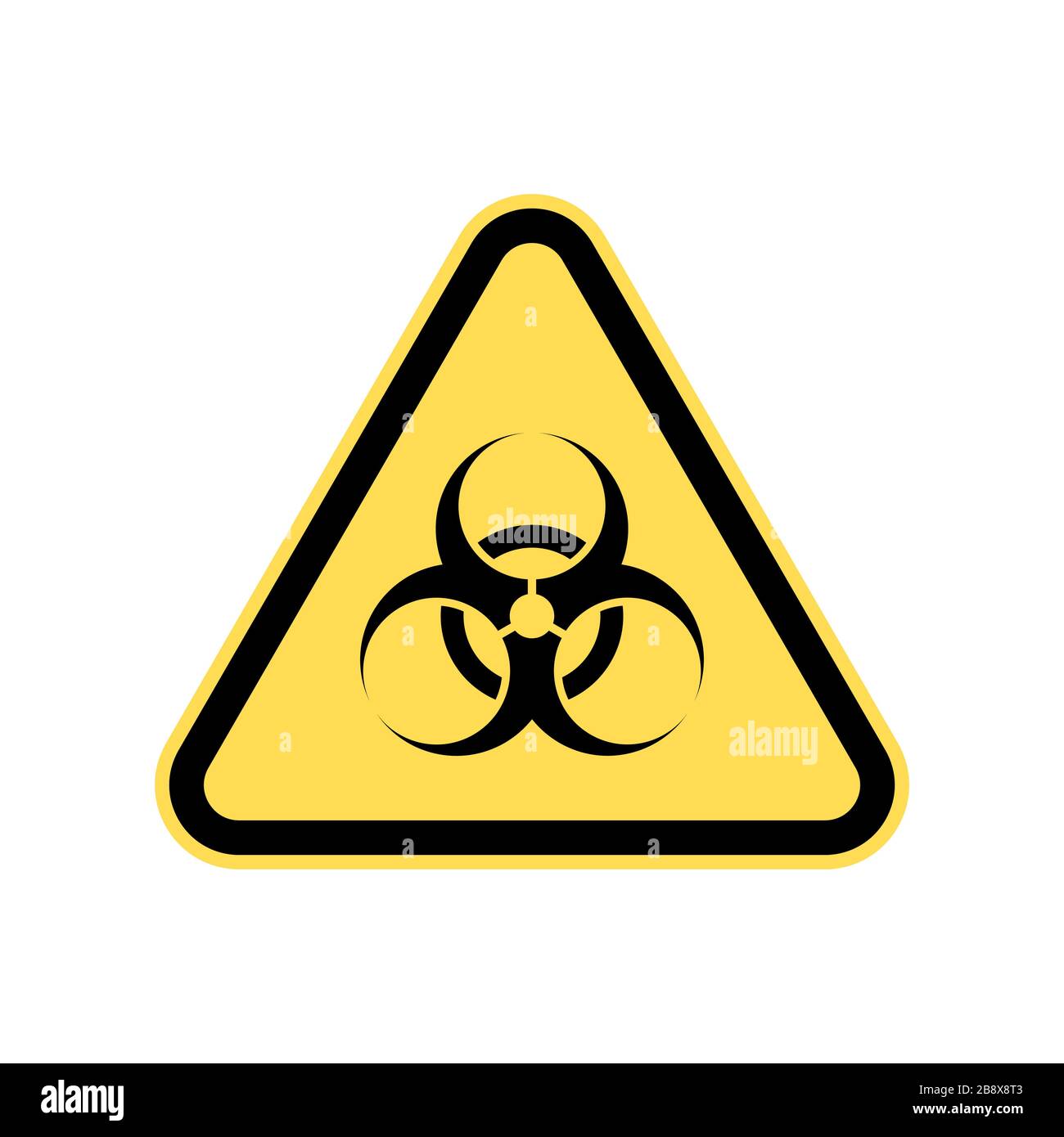 Biohazard warning sign in a yellow triangle. The risk zone for viral ...