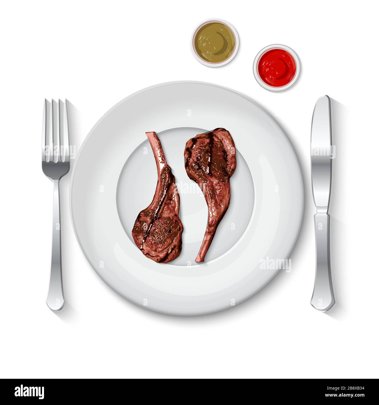 Lamb chop with sauce illustration Stock Vector Image & Art - Alamy