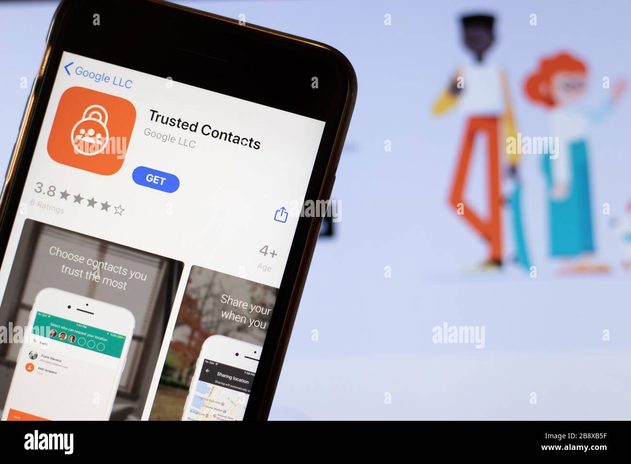 Los Angeles, California, USA - 24 March 2020: Trusted Contacts app logo ...