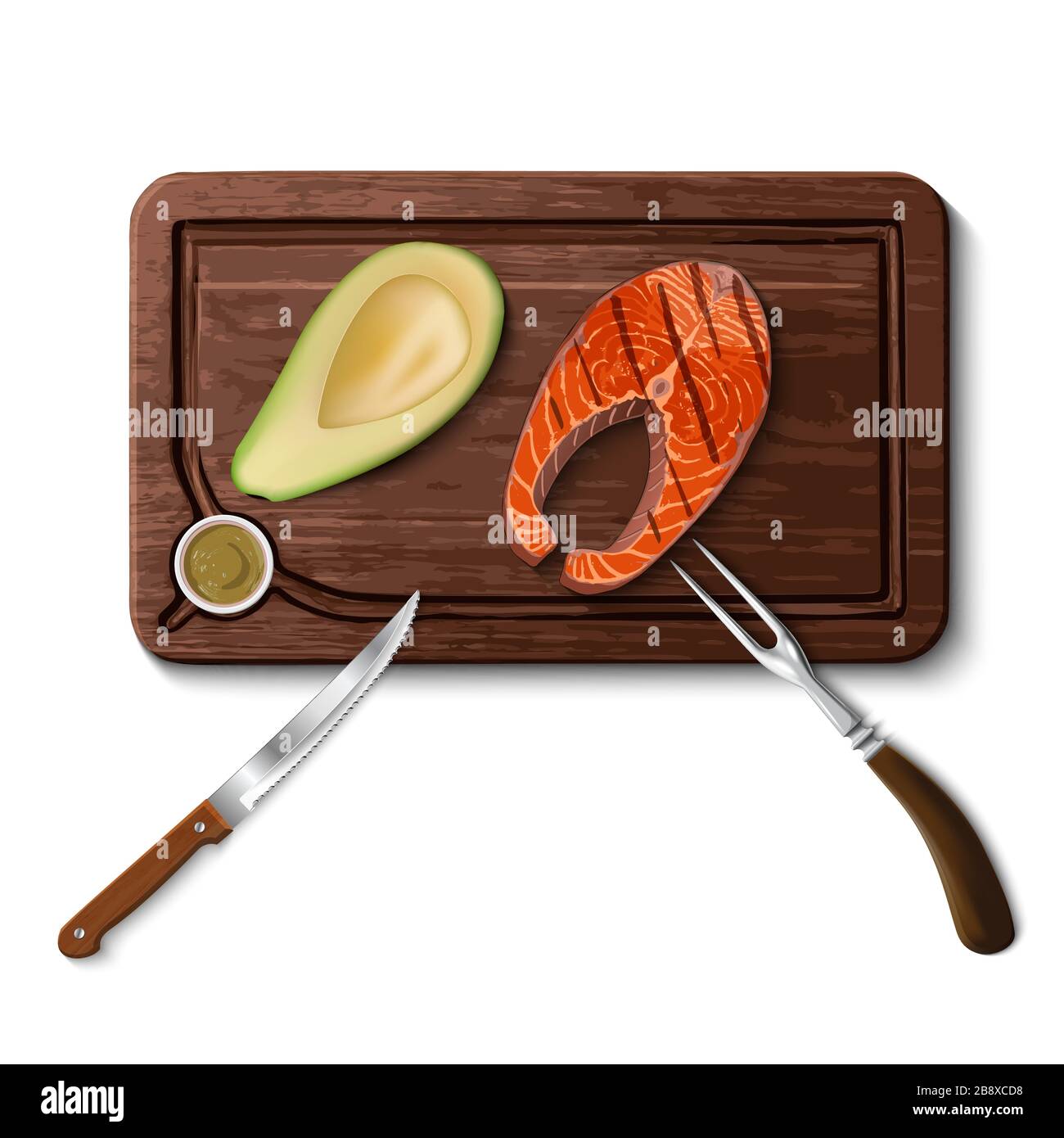 Salmon avocado on plate Stock Vector Images - Alamy