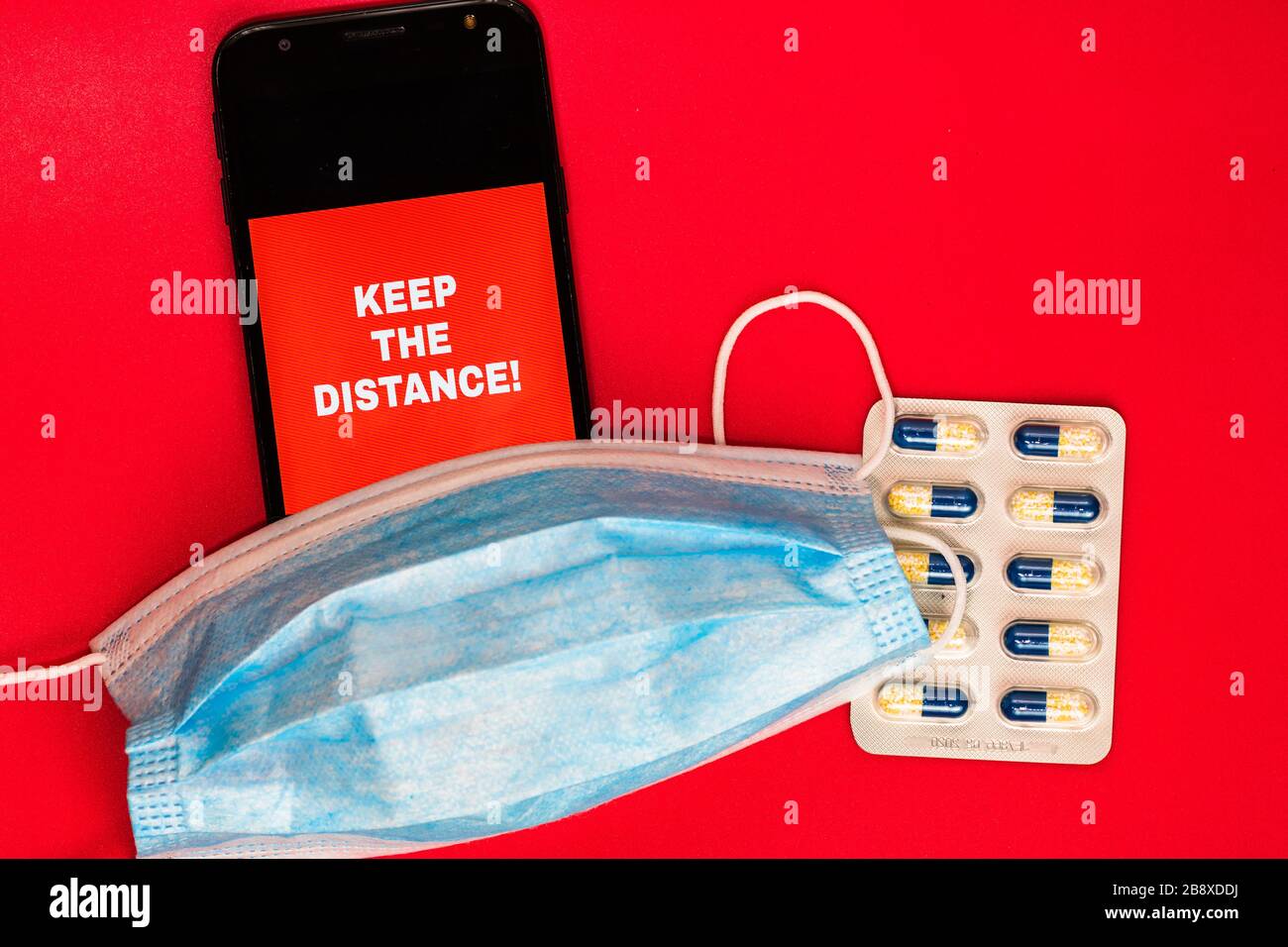 Keep the distance text on the screen of a smartphone. Medical ...