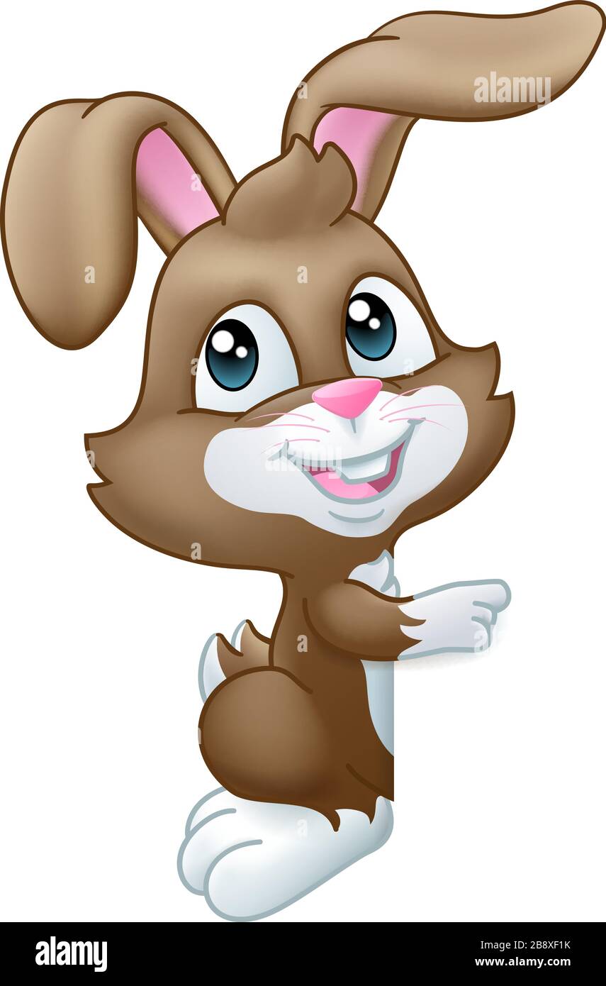 Easter Bunny Rabbit Peeking Pointing Sign Cartoon Stock Vector Image ...