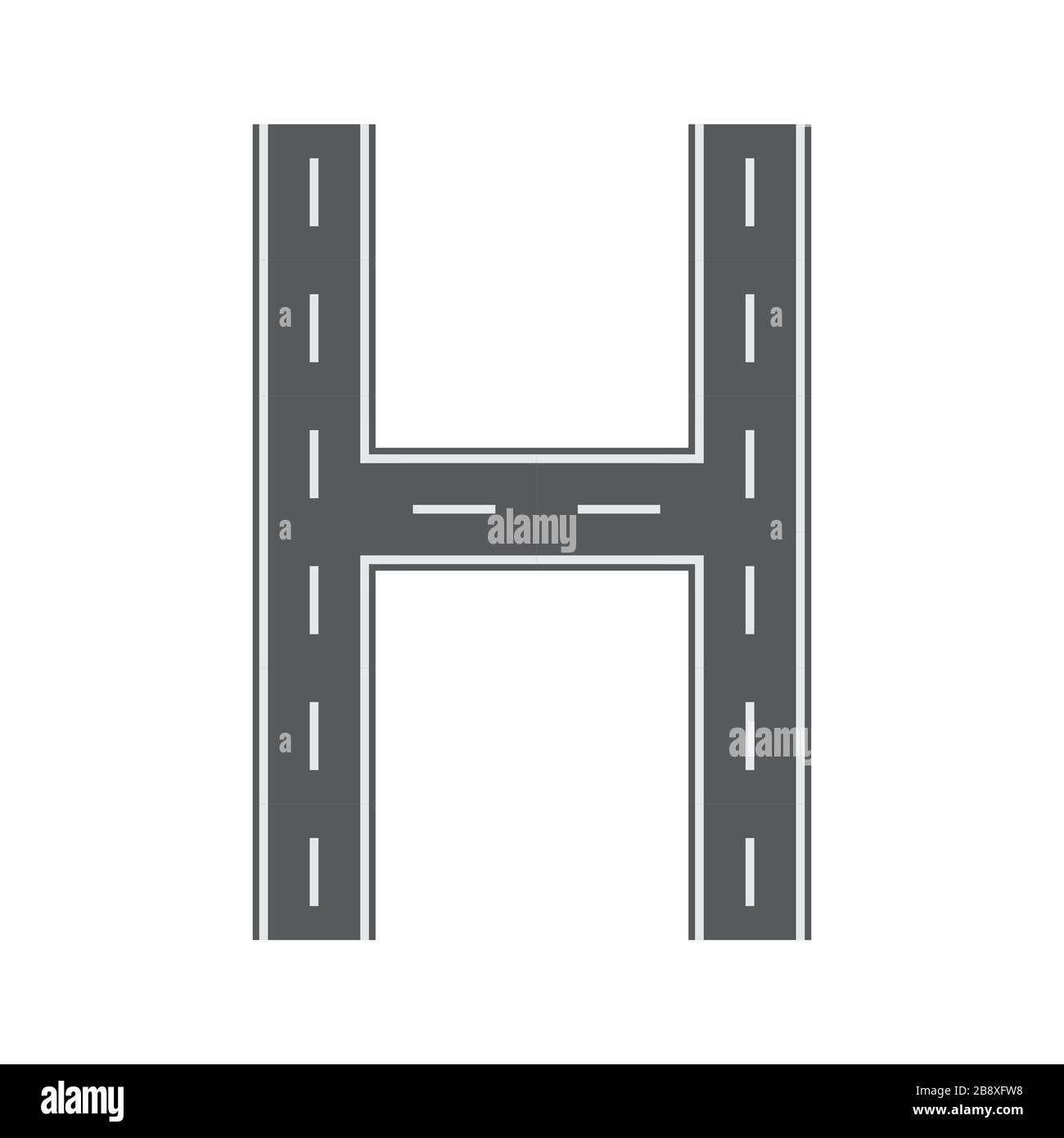 H letter for Road or street font. Flat and solid color vector ...
