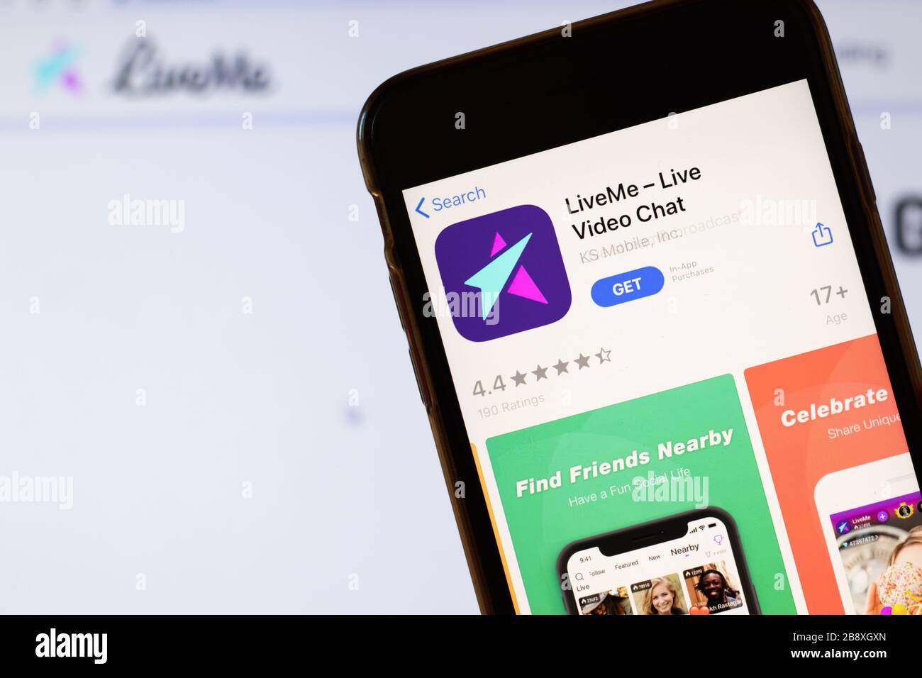 Los Angeles, California, USA - 24 March 2020: LiveMe app logo on phone ...