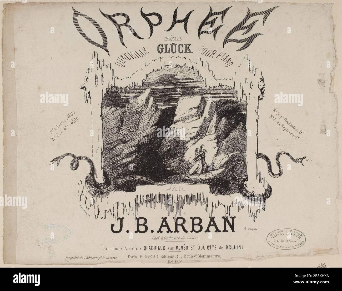 Orphean Sheet title page quadrille by J.B. Arban, according Glück Stock ...