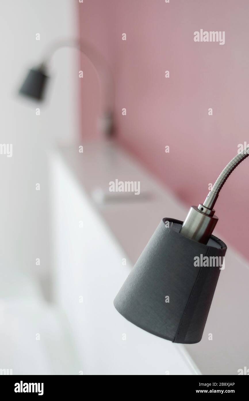 modern design bed lamps detail in contemporary bedroom interior at ...