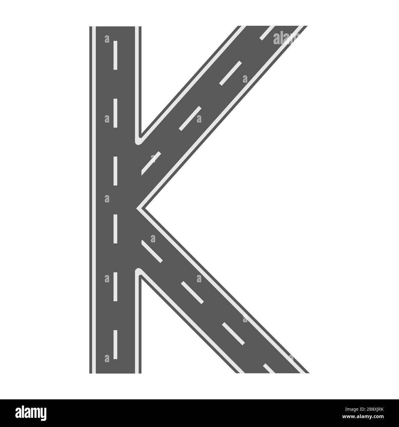 K letter for Road or street font. Flat and solid color vector ...