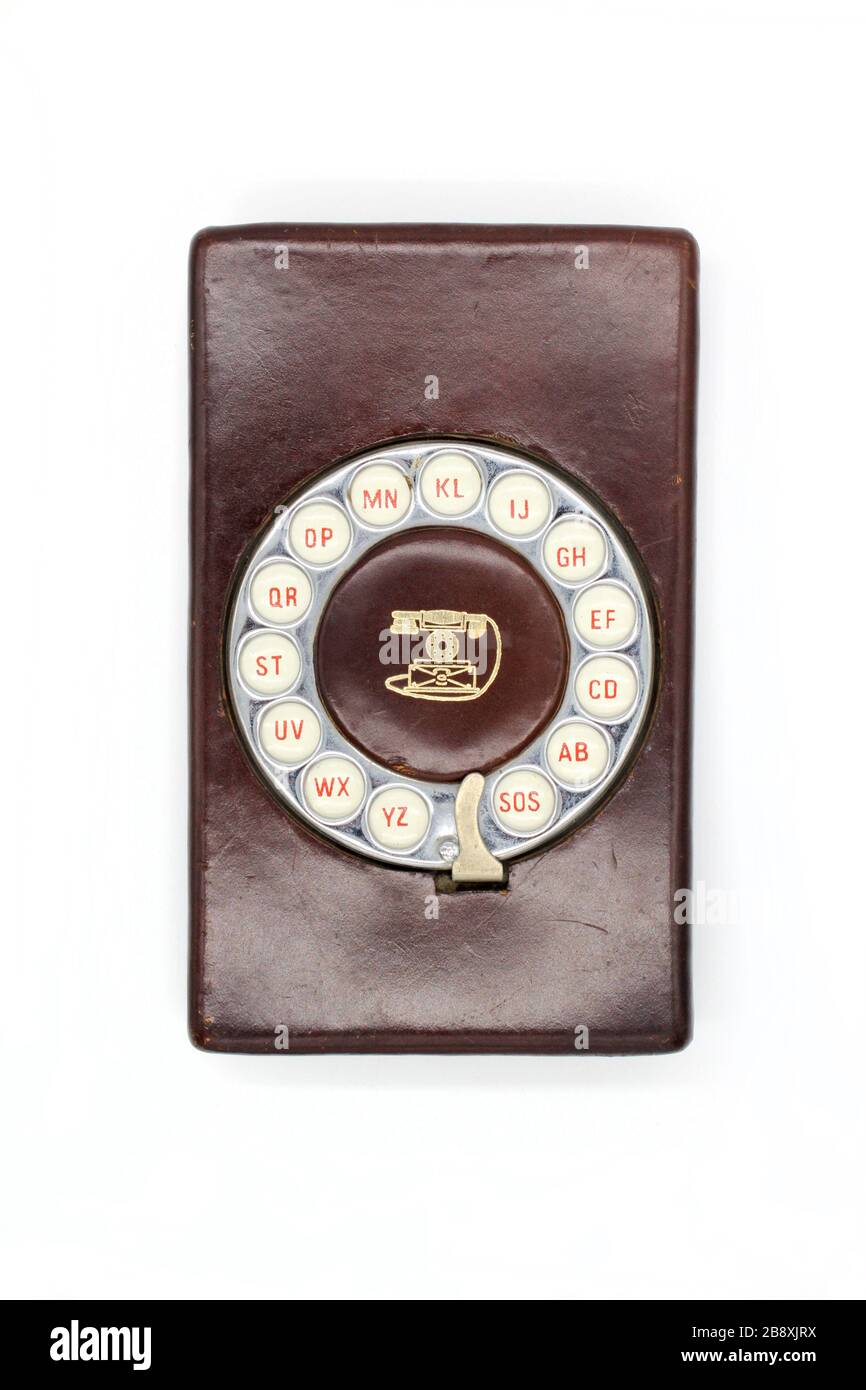 Vintage alphabet rotary dial index agenda organizer, isolated on w ...