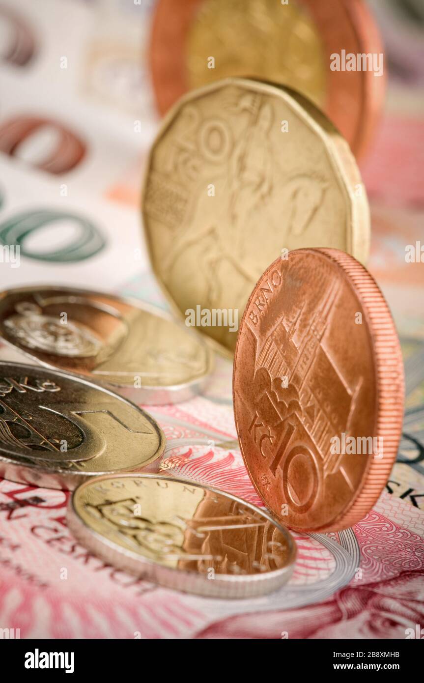 Czech Koruna - coins of czech currency - europe money Stock Photo - Alamy