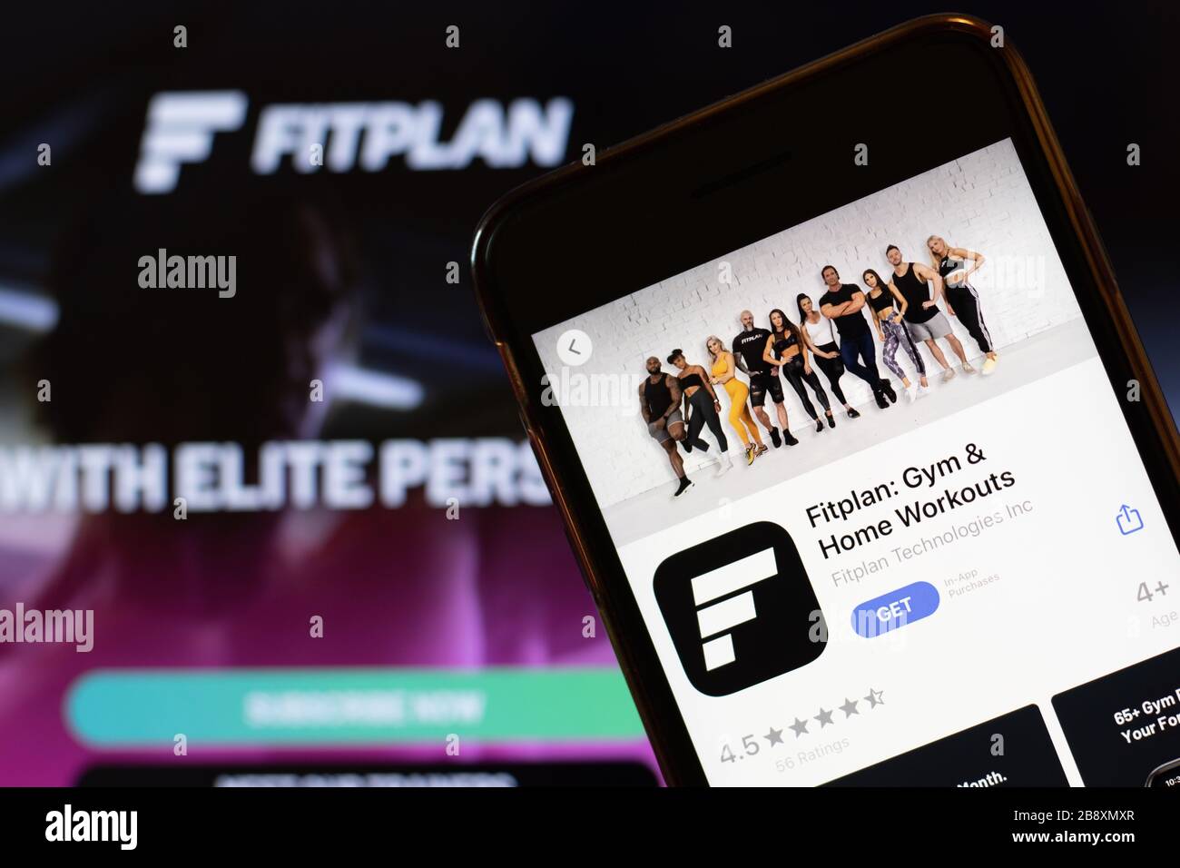 Los Angeles, California, USA - 24 March 2020: Fitplan app logo on phone ...