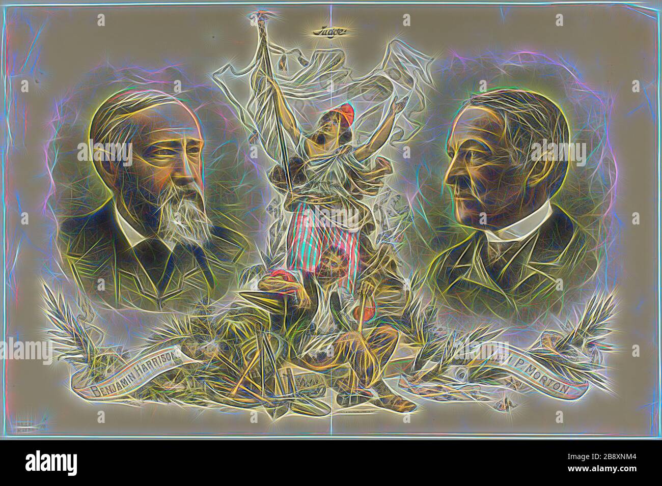 Victory Portraits of Benjamin Harrison and Levi P. Morton, from Judge ...