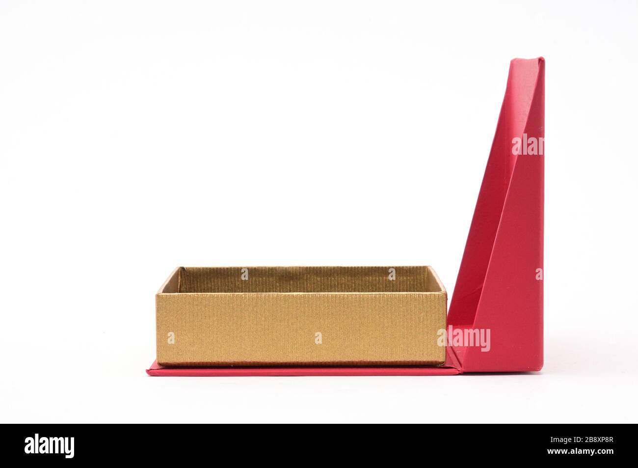 Red box for jewelry and gifts on an isolated white background Stock ...