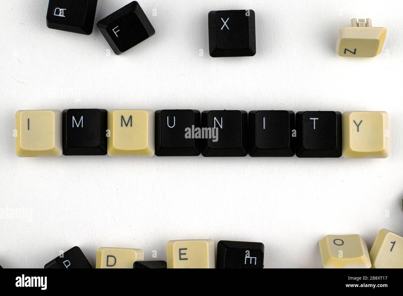 concept virus remote work computer word immunity laid out from keyboard ...