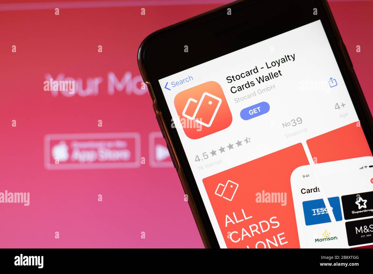 Los Angeles, California, USA - 24 March 2020: Stocard app logo on phone ...