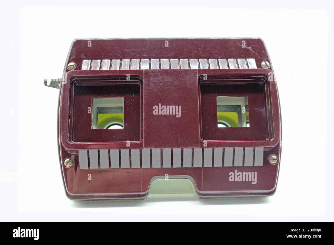 Vintage stereoscopic slide viewer, front view, isolated on white ...