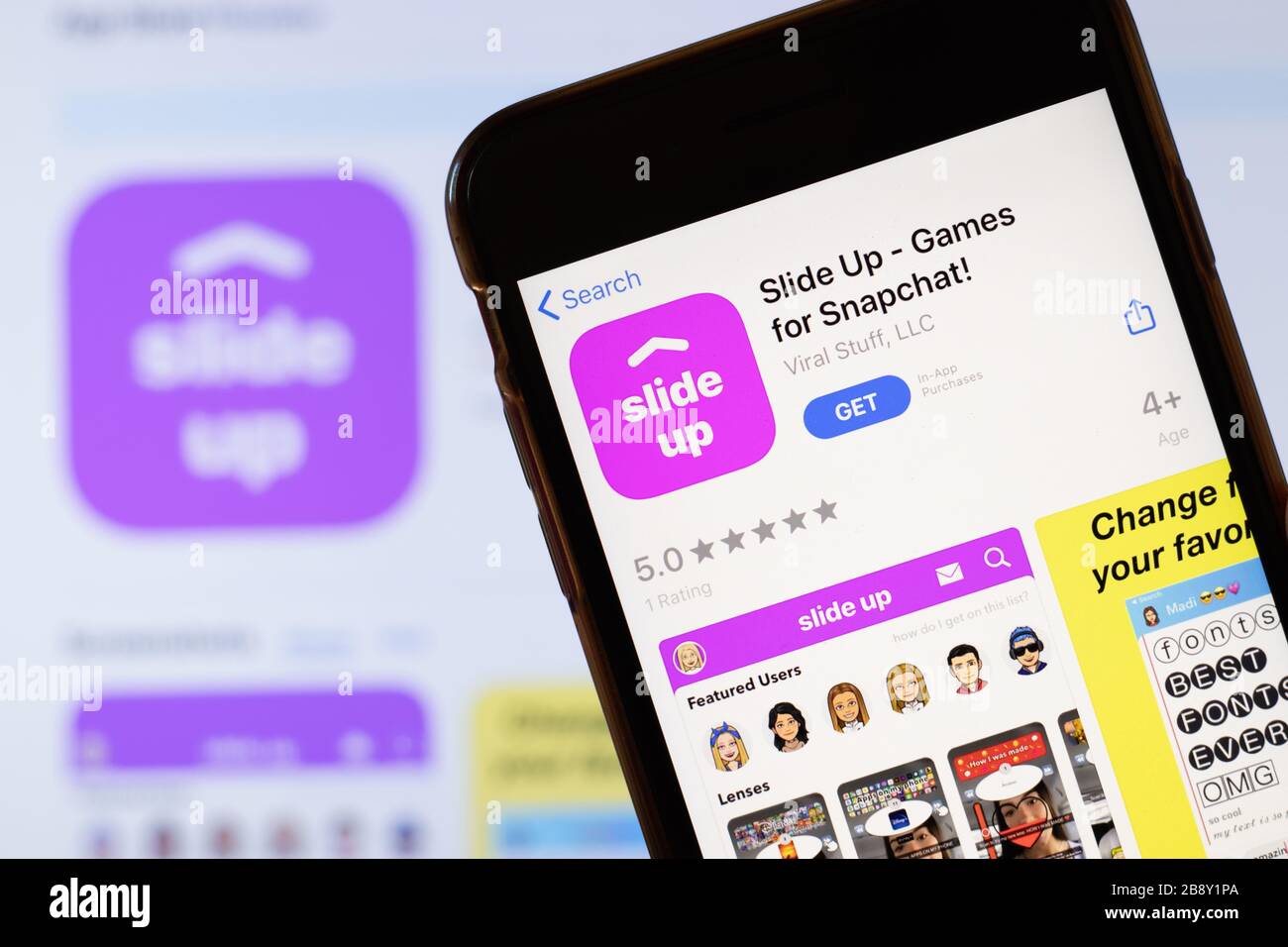 Los Angeles, California, USA - 24 March 2020: Slide UP app logo on ...