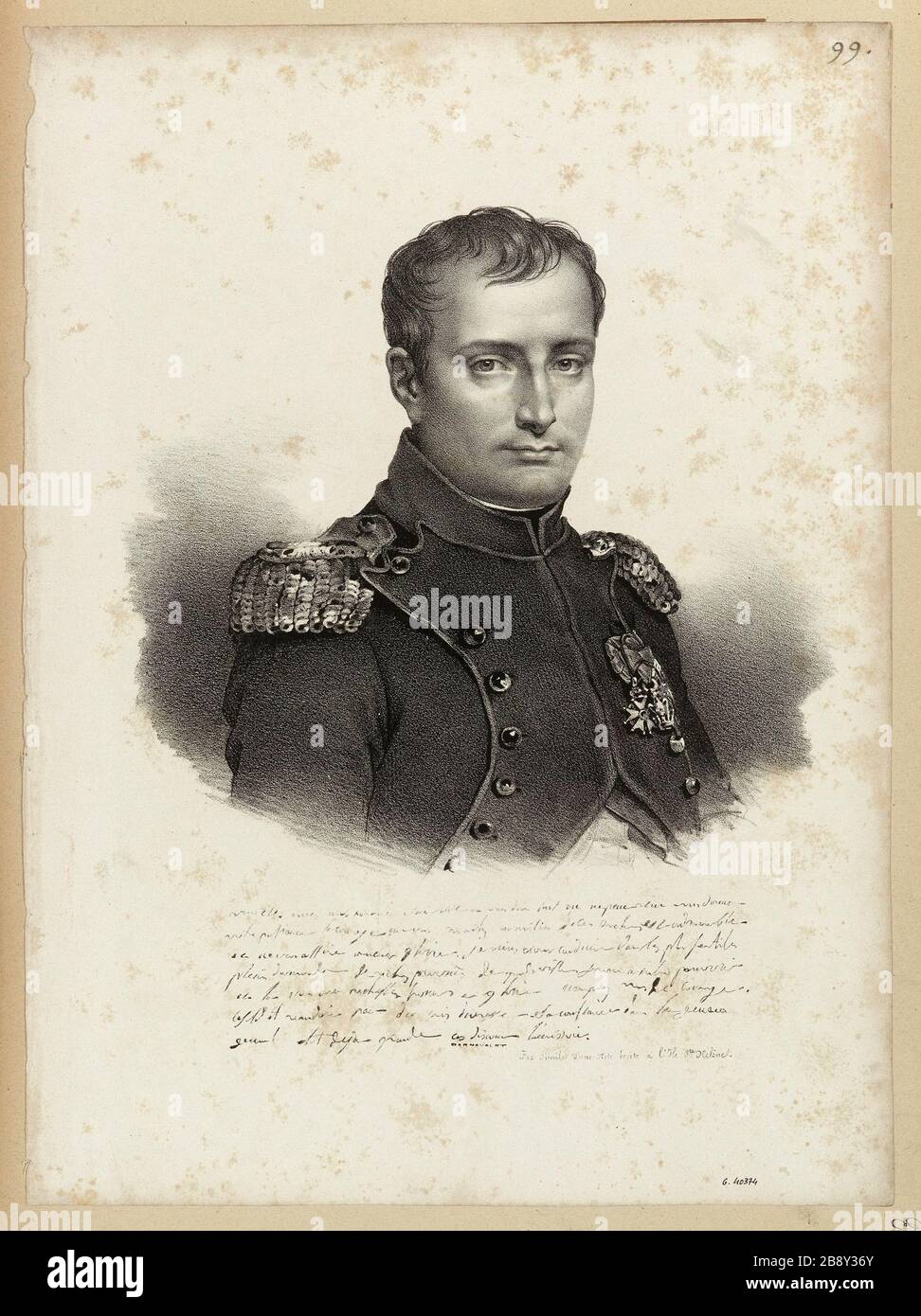 Portrait of Napoleon bust, with a facsimile of a note written on St ...