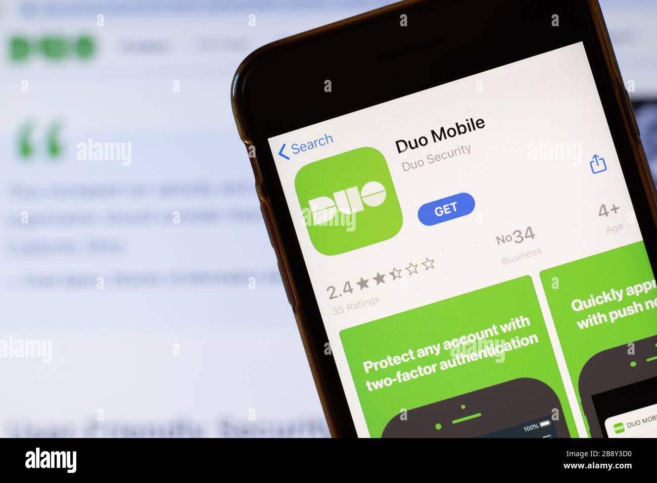 Los Angeles, California, USA - 24 March 2020: Duo Mobile app logo on ...