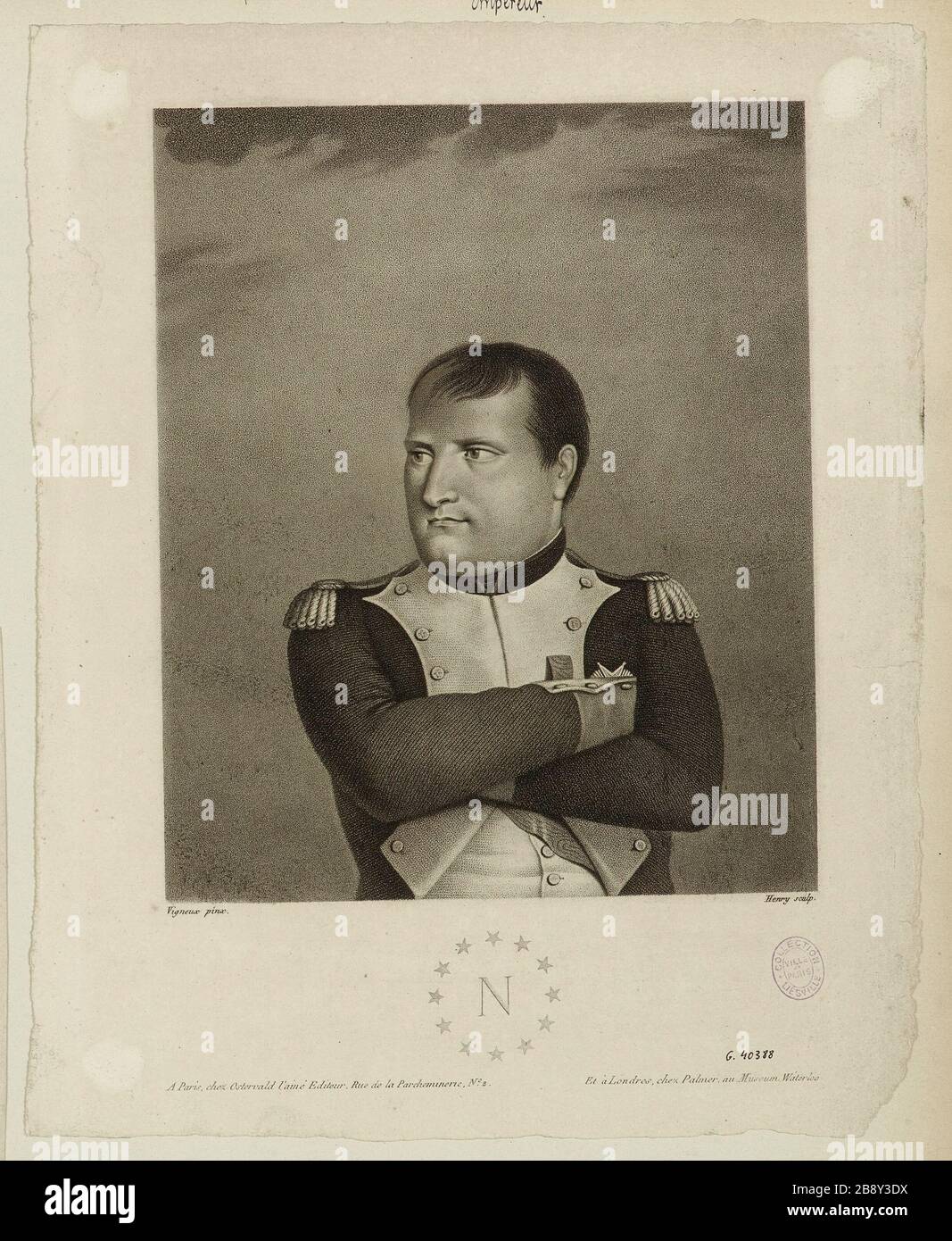 N [surrounded by twelve stars; Napoleon portrait idly] Stock Photo - Alamy