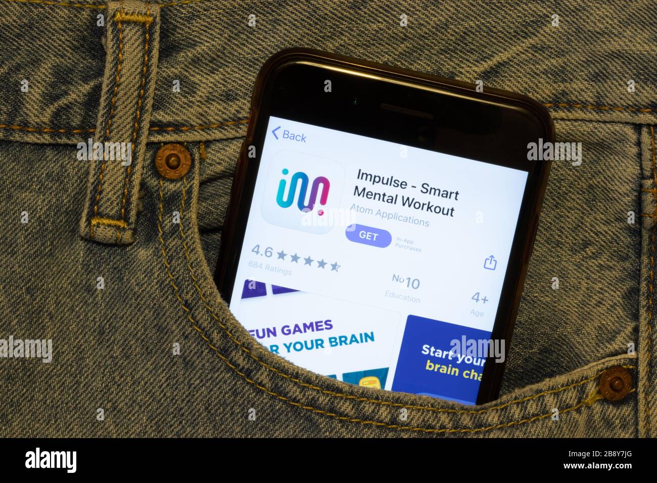 Los Angeles, California, USA - 24 March 2020: Impulse app logo on phone ...