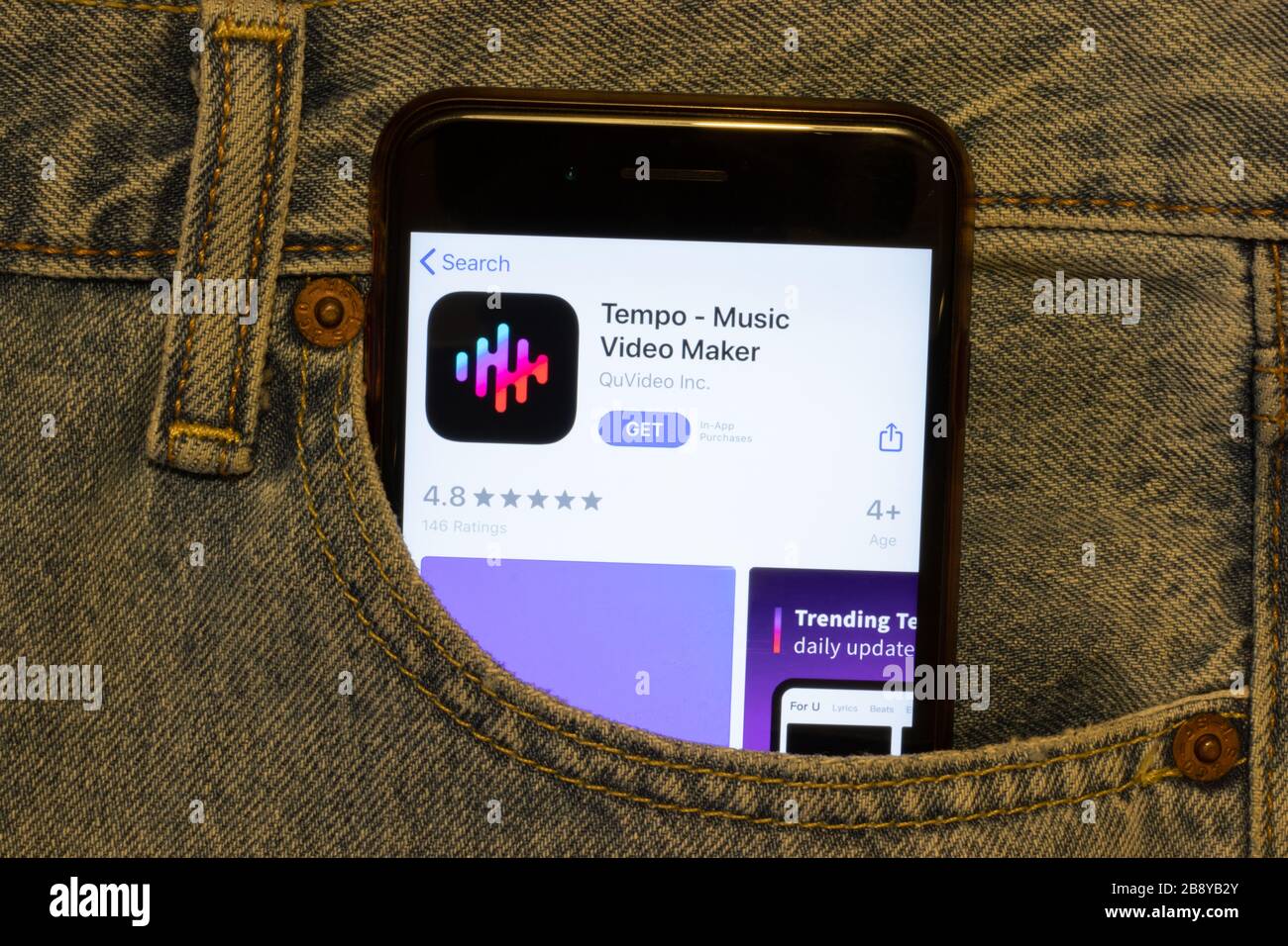 Los Angeles, California, USA - 24 March 2020: Tempo app logo on phone ...