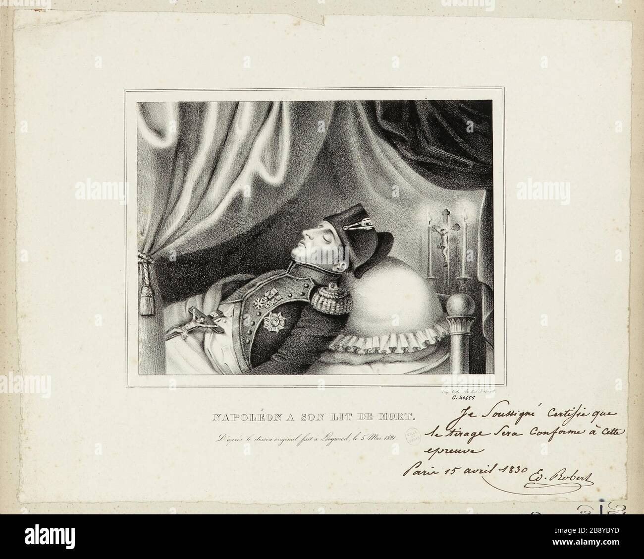 Napoleon has his deathbed. / According to the original drawing done in ...
