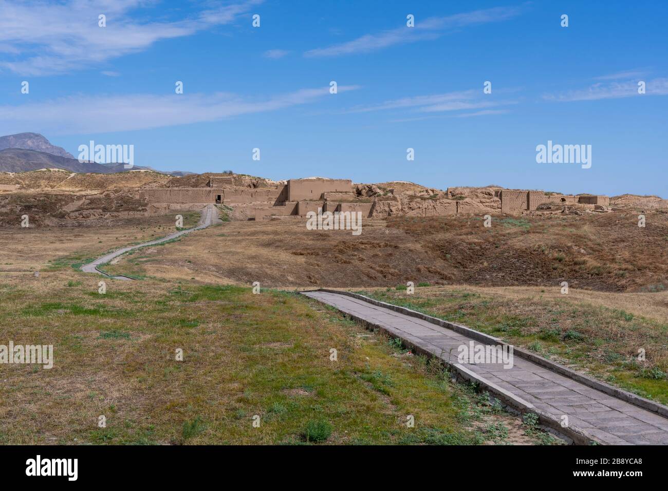 Ashgabat, Turkmenistan - June 1, 2019: Unesco site, ruins of old Nisa ...