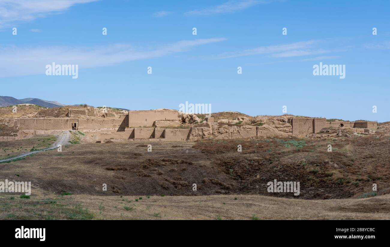 Ashgabat, Turkmenistan - June 1, 2019: Unesco site, ruins of old Nisa ...