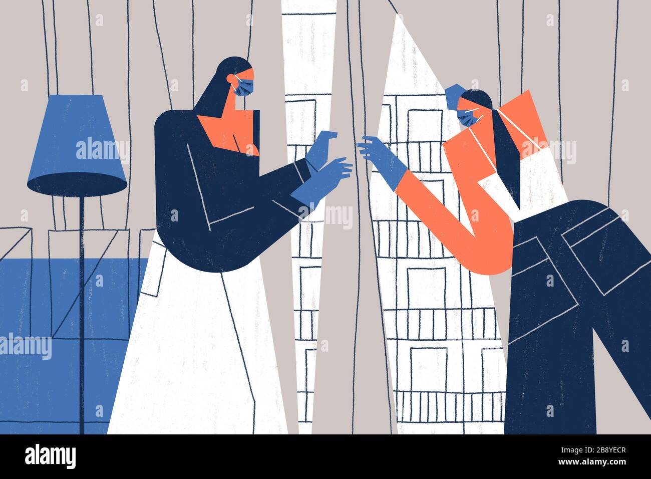 People illustrated stay home on coronavirus quarantine with fear and ...