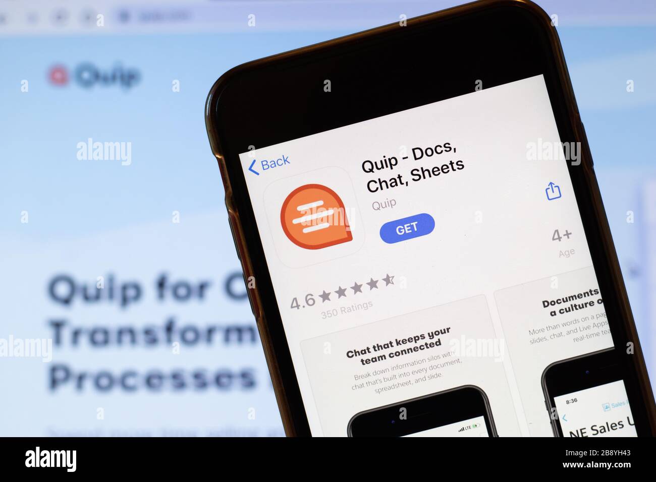 Los Angeles, California, USA - 24 March 2020: Quip app logo on phone ...