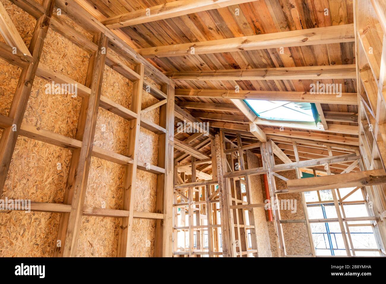 Wooden frame of a new house under construction Stock Photo - Alamy
