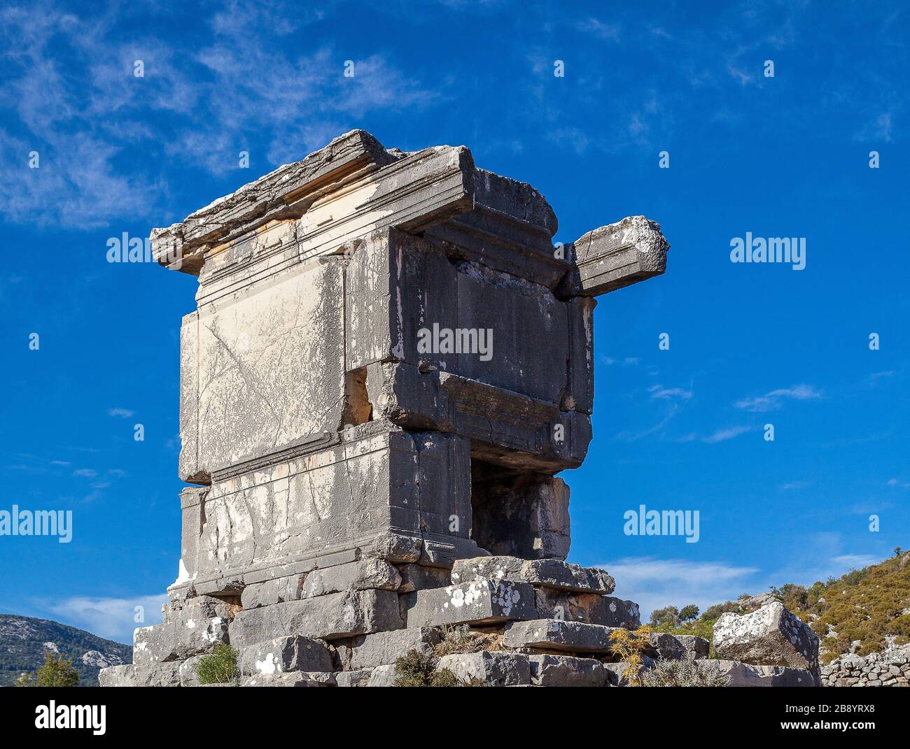 The ancient city of Sidyma from the village of Dodurga. Fethiye, Mugla ...