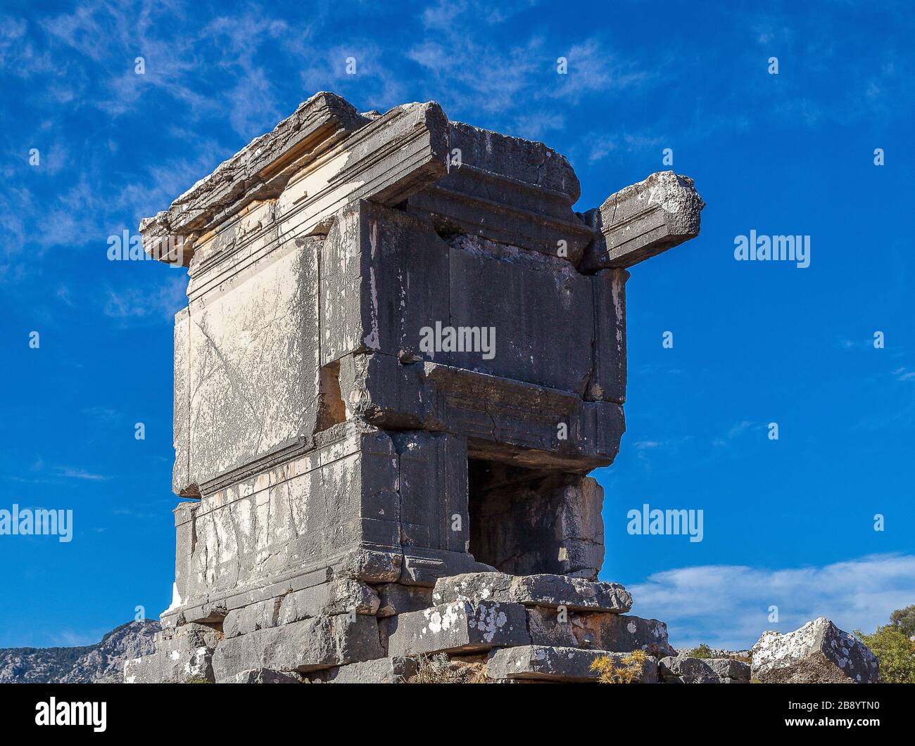 The ancient city of Sidyma from the village of Dodurga. Fethiye, Mugla ...