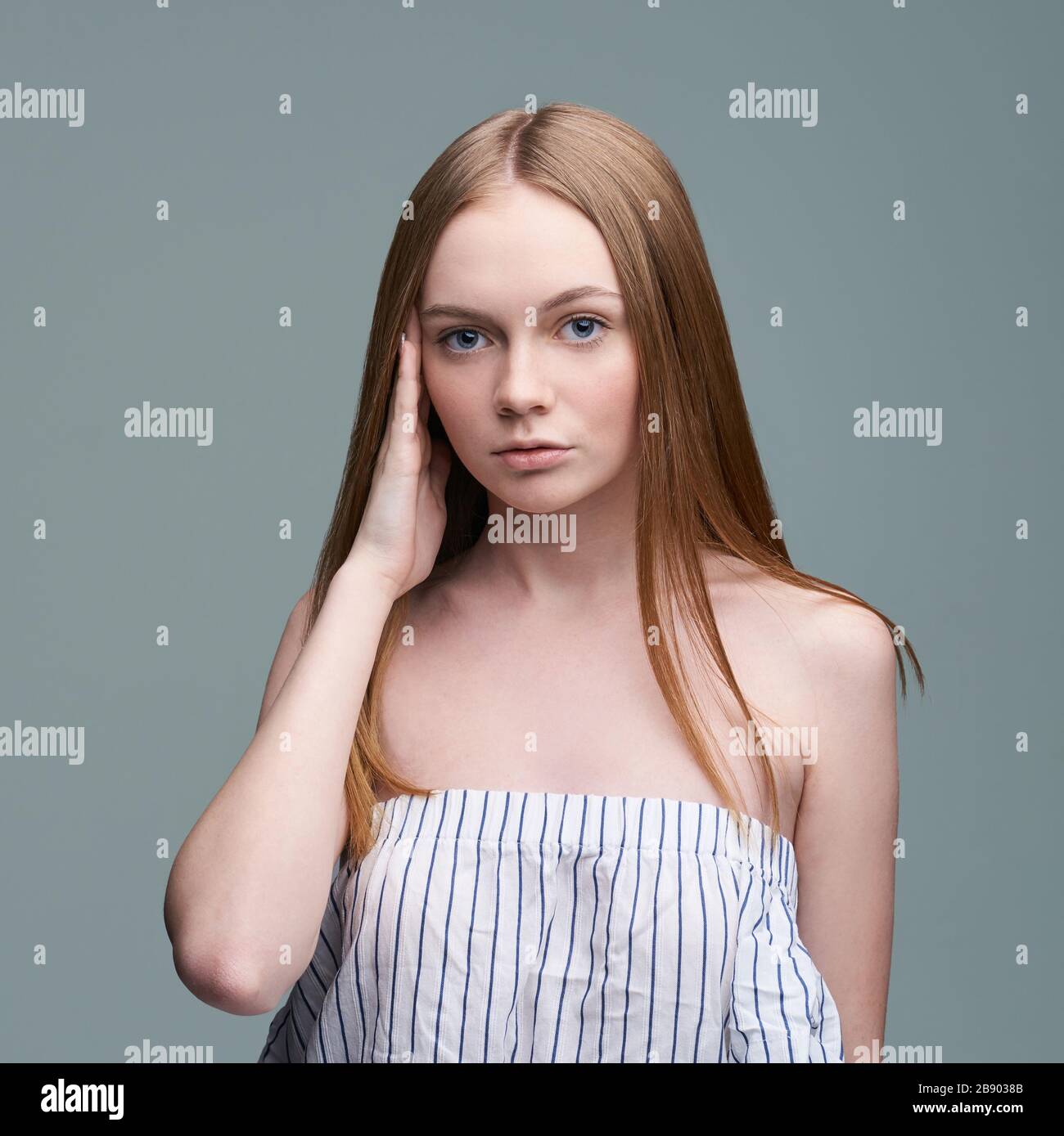 Young pretty woman studio portrait. Cosmetology concept Stock Photo - Alamy