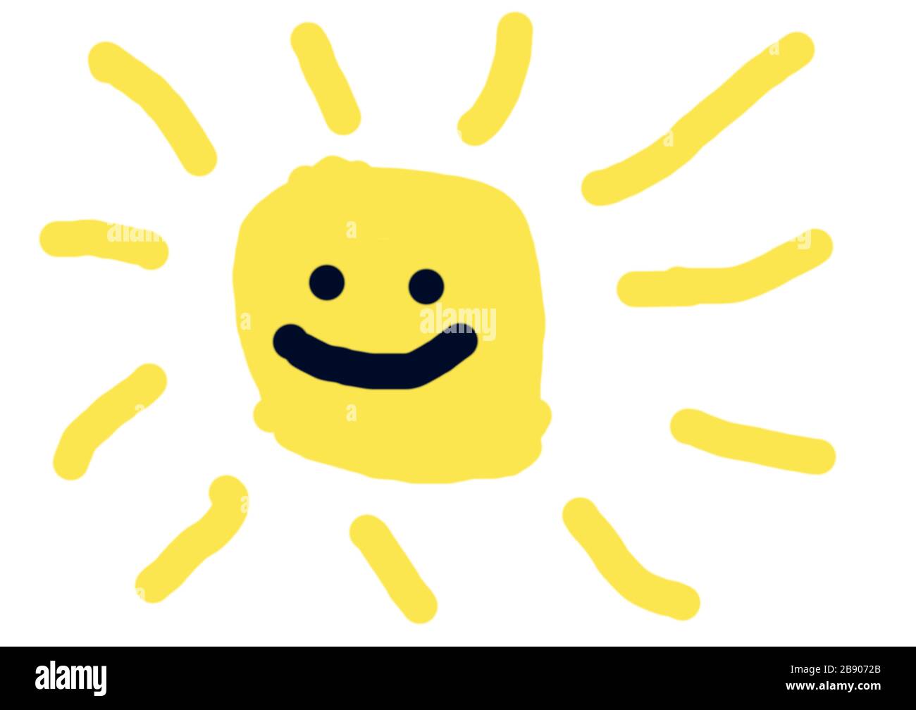 Yellow sun, yellow smiling smiley, white background, cut out Stock ...