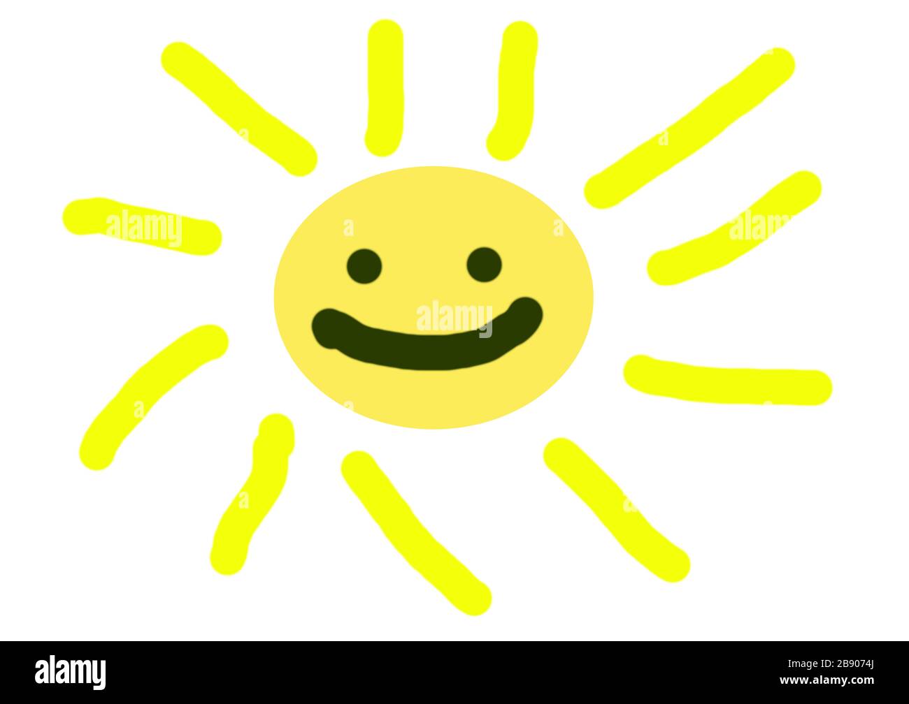 Yellow sun, yellow smiling smiley, white background, cut out Stock ...