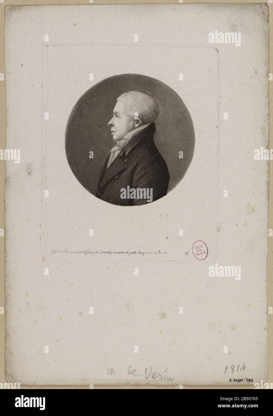 Portrait of Mr. Verin. Edmé Quenedey (1756-1830). "Portrait de Monsieur ...