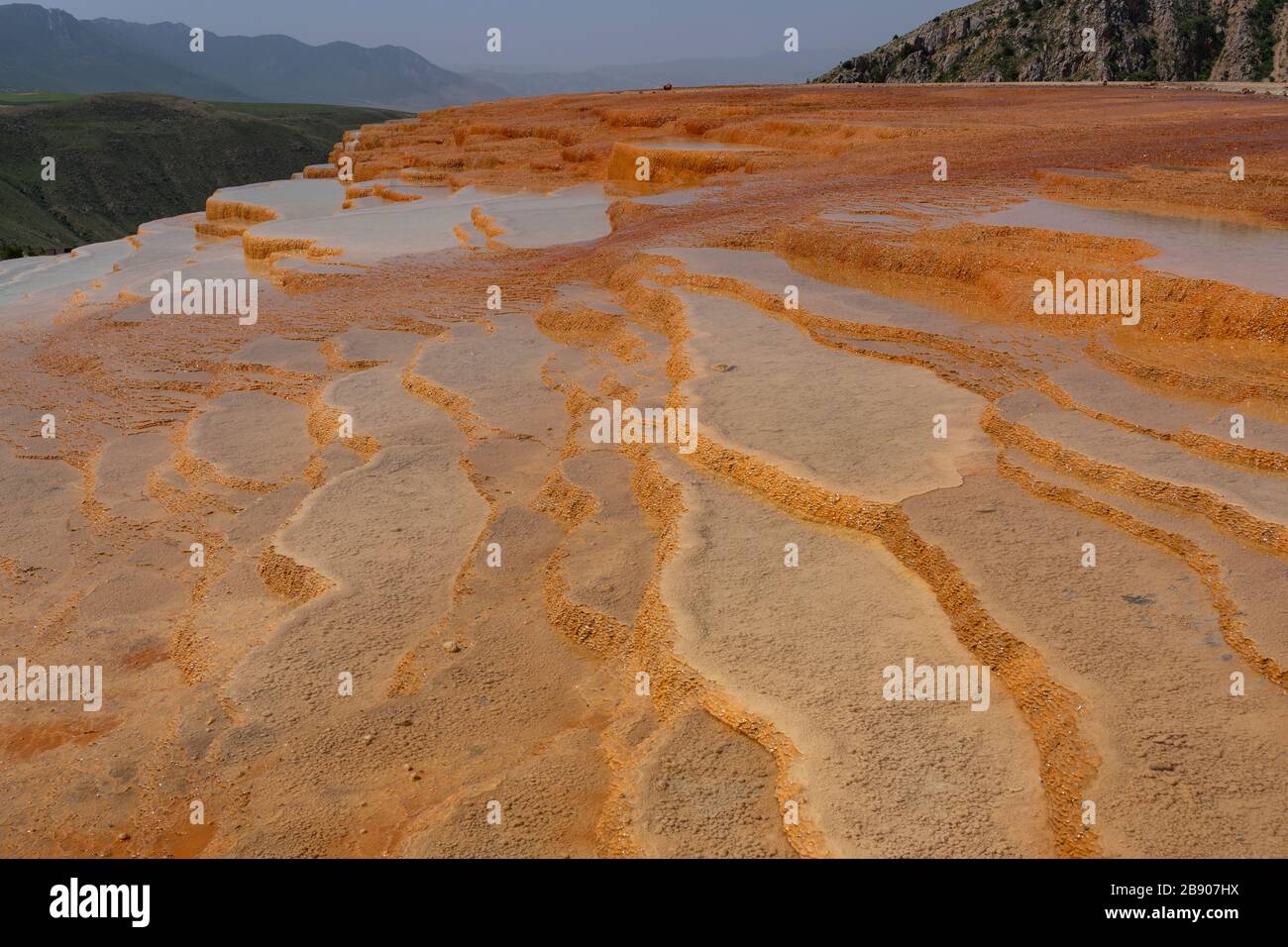 Structure of orange chalk, sedimentary terrace in Badab-e Suurt ...