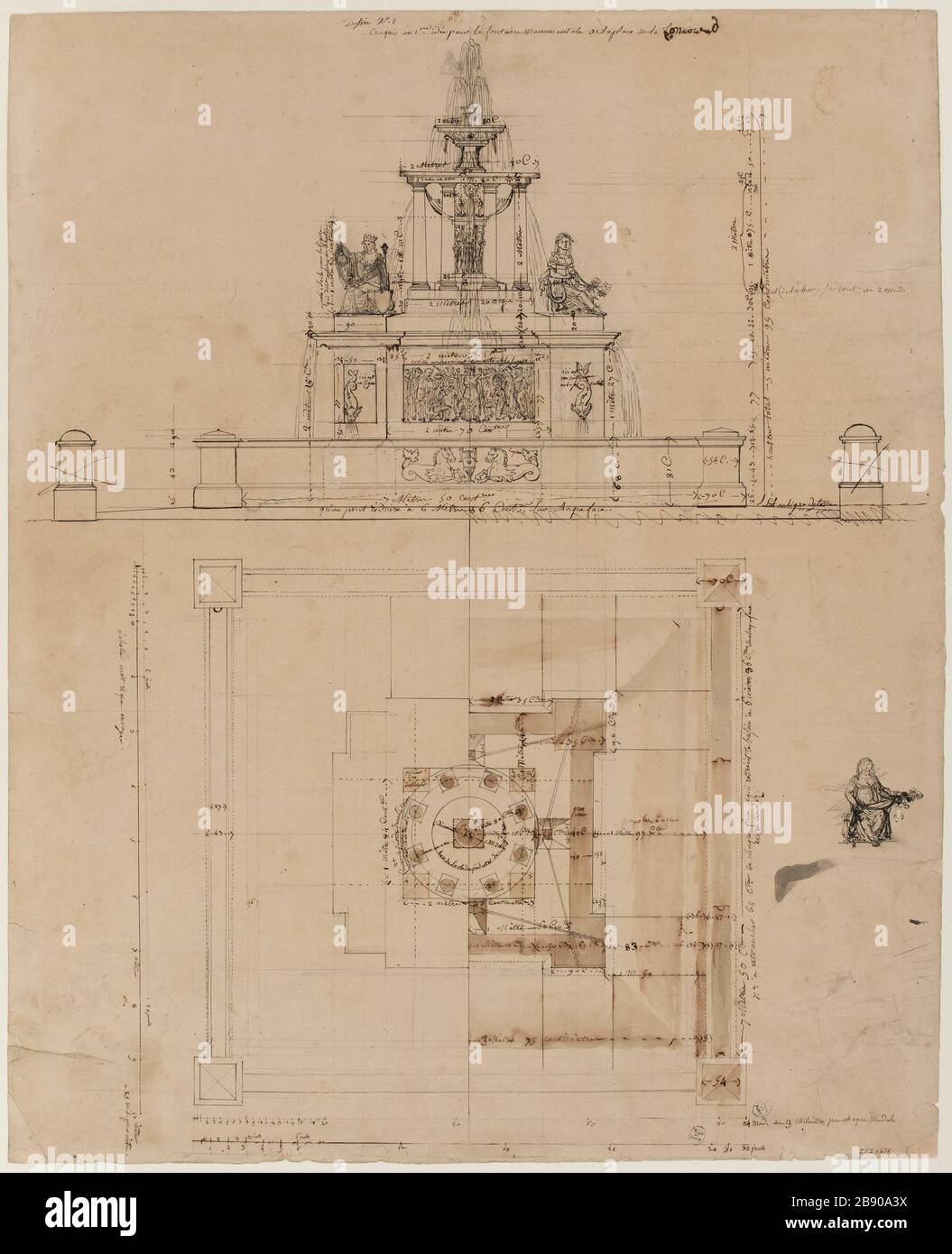 Project and plan for a fountain Stock Photo - Alamy