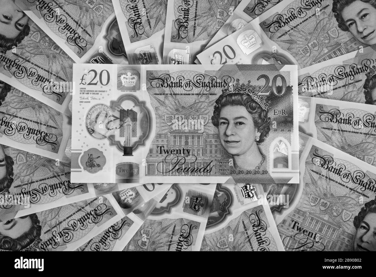 Polymer 20 pound note Black and White Stock Photos & Images - Alamy